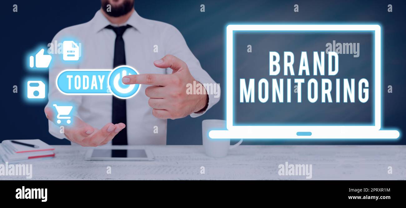 Handwriting text Brand Monitoring, Business showcase process to ...