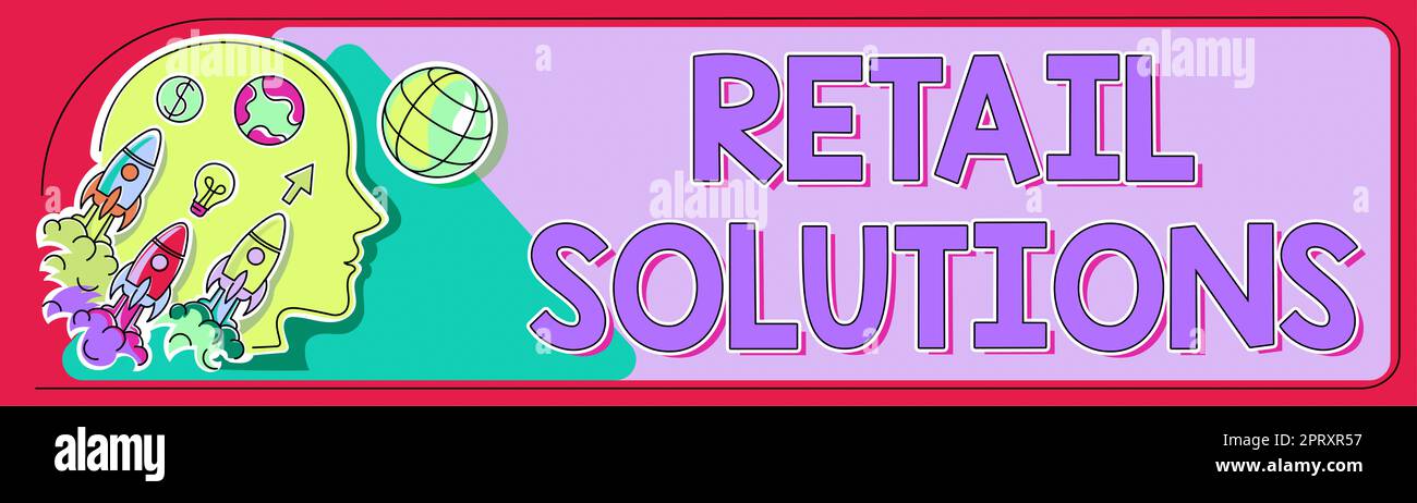 Conceptual caption Retail Solutions, Business showcase process of ... Conceptual caption Retail Solutions, Business showcase process of ...