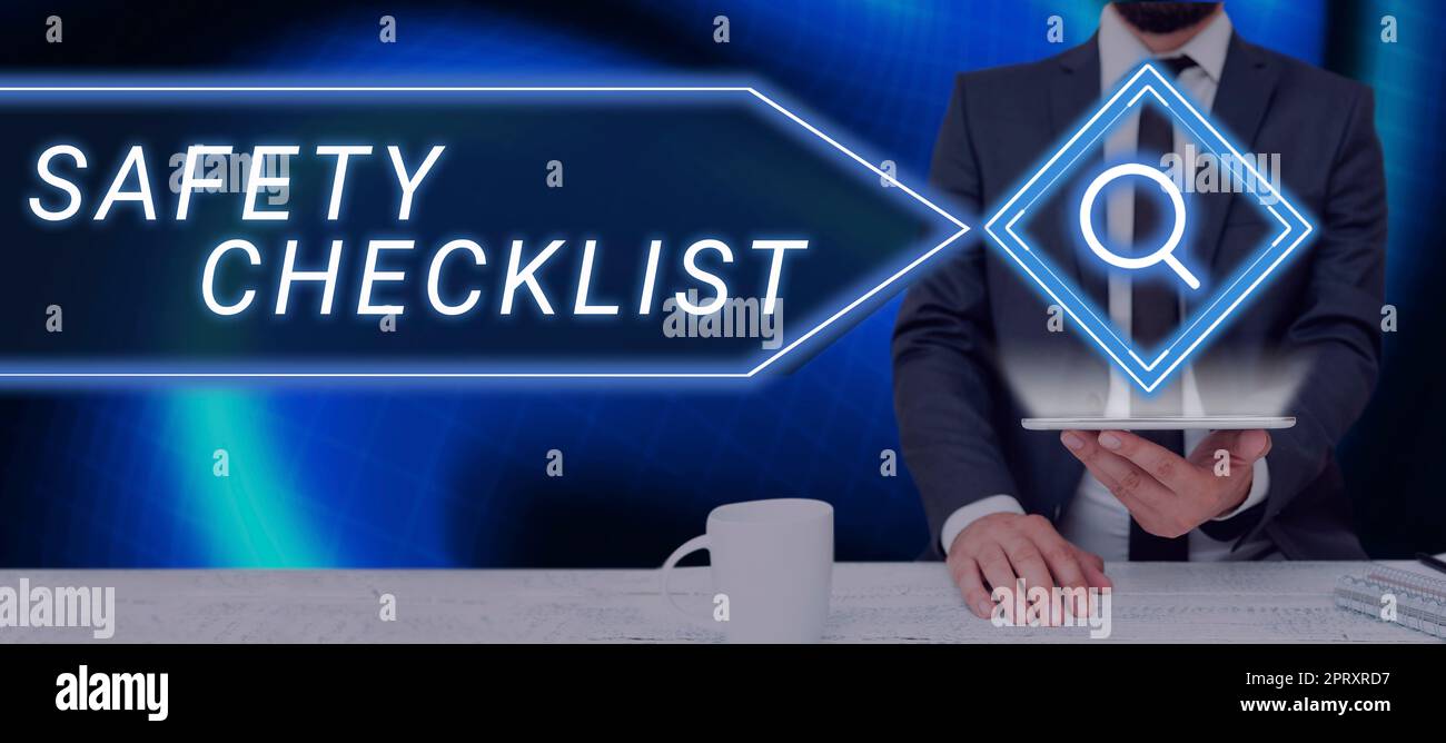 Inspiration showing sign Safety Checklist, Internet Concept list of ...