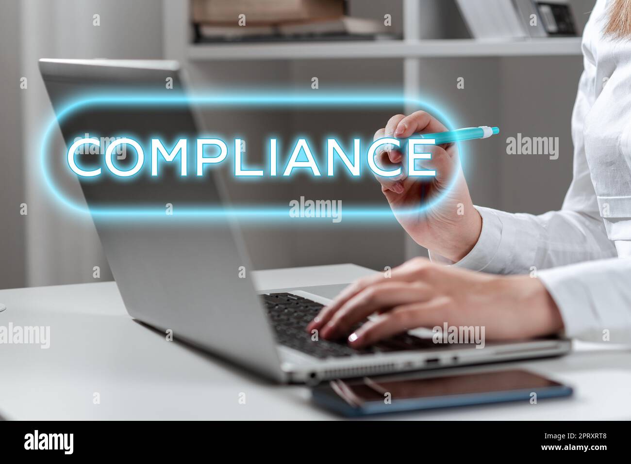 Text caption presenting Compliance, Concept meaning the action or fact ...