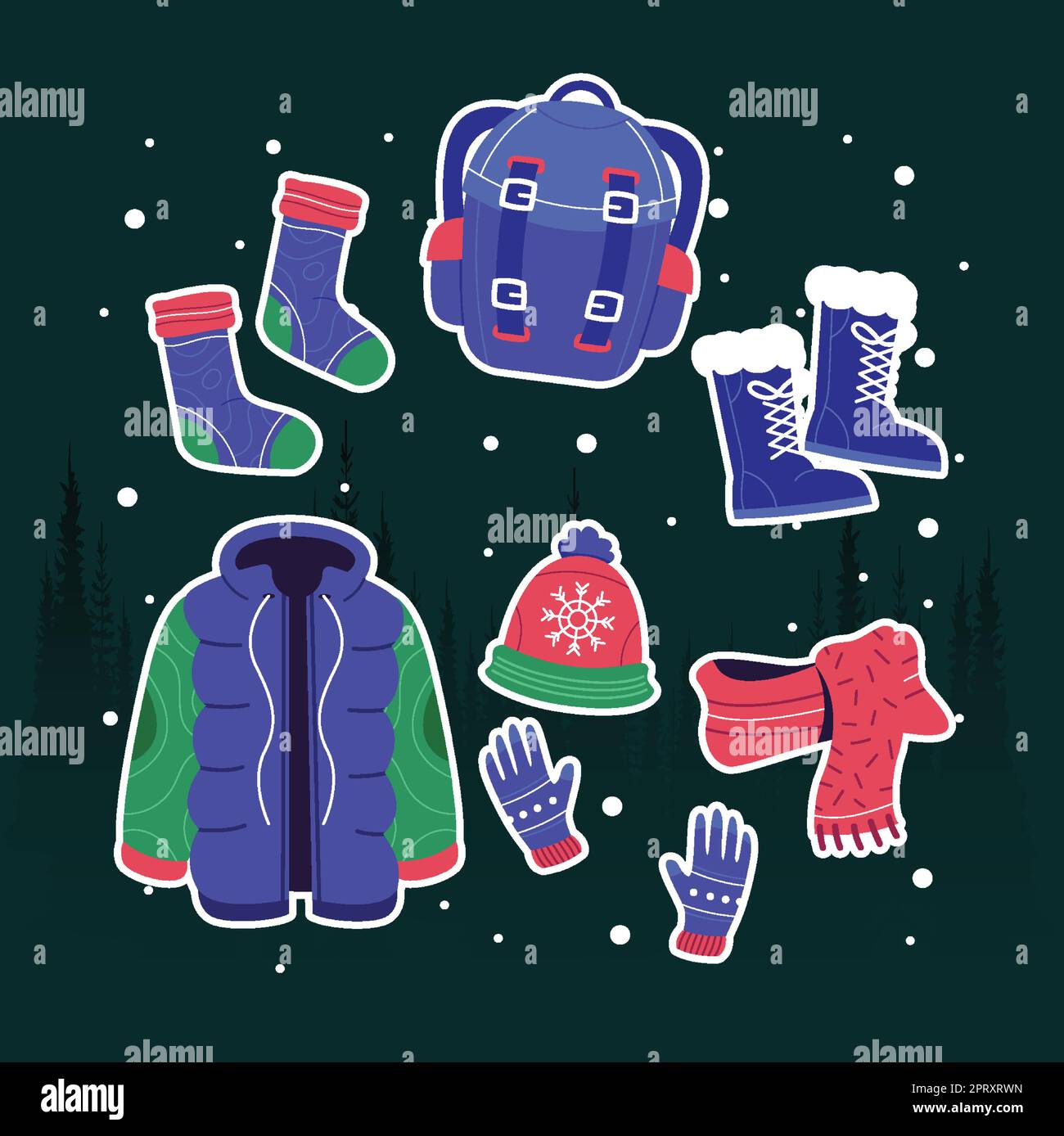 Vector illustration of winter clothes collection Stock Vector Image ...