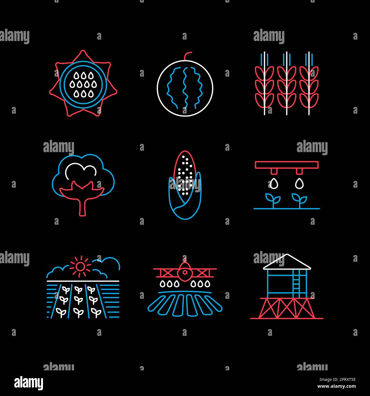 Farm Field isolated on black background icon. Agriculture sign. Graph ...