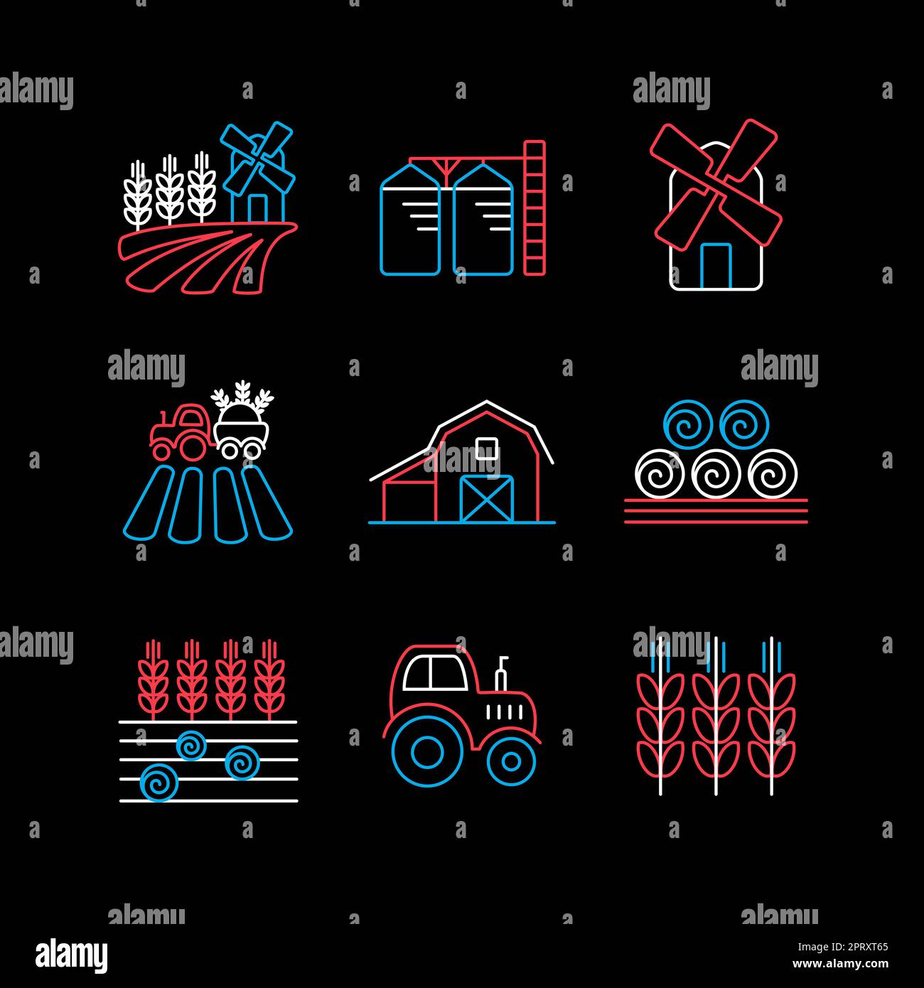 Farm Field on black background icon. Agriculture sign. Graph symbol for ...