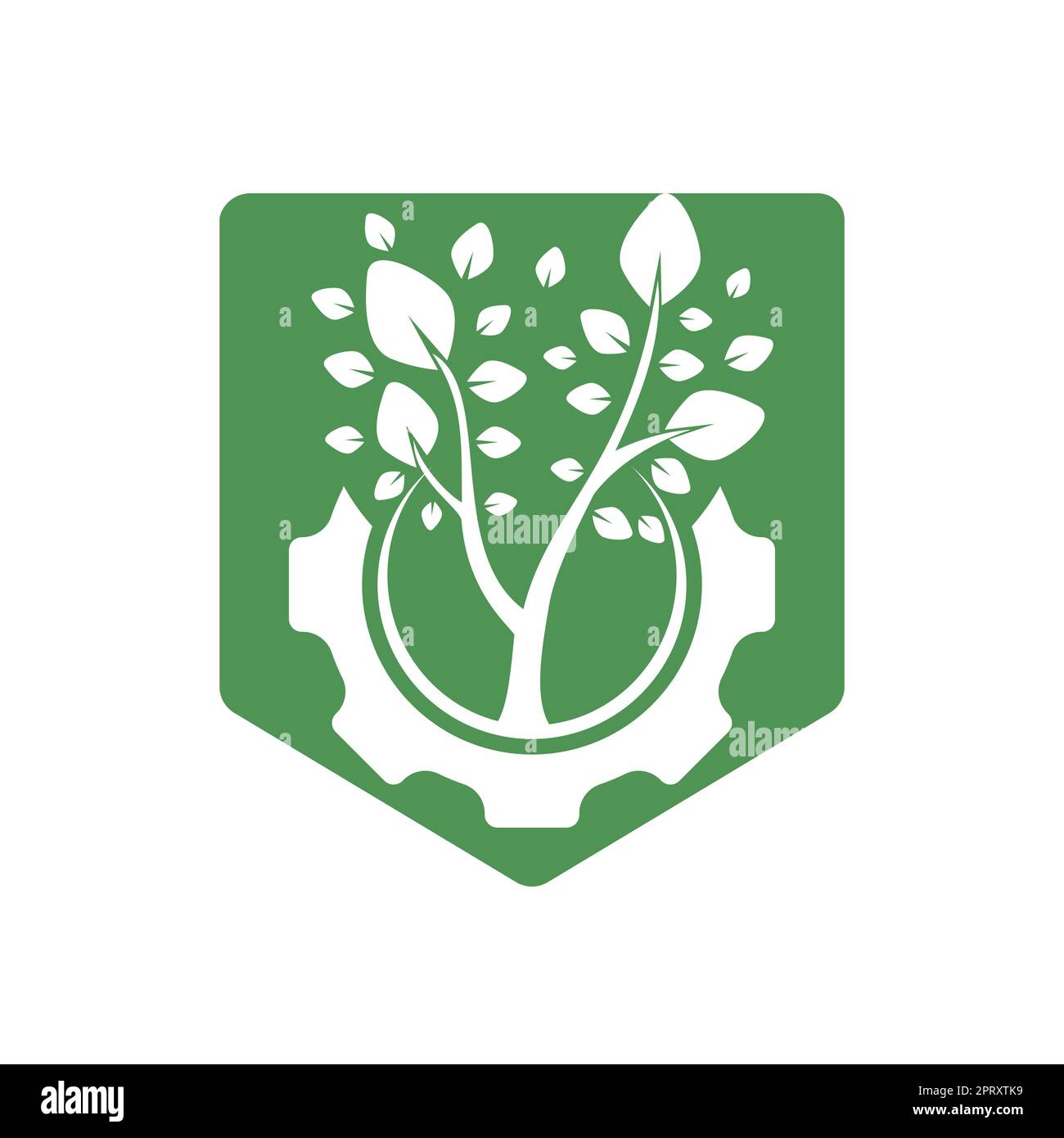 Gear tree vector logo design template. Modern nature technology logo ...