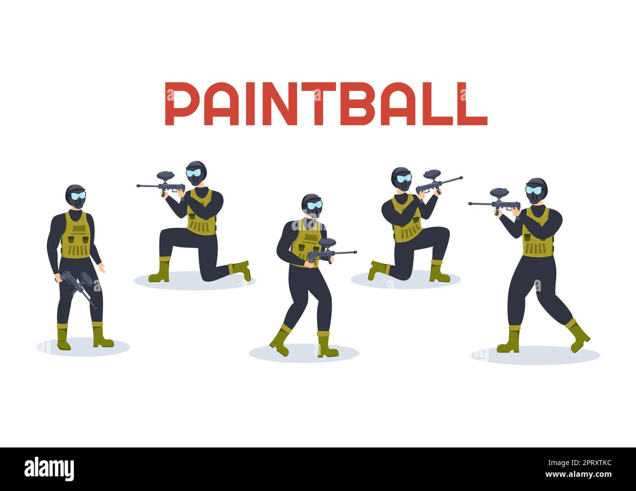 People Playing Paintball of Fighter Player Shooting with Gun Shoot, Aim ...