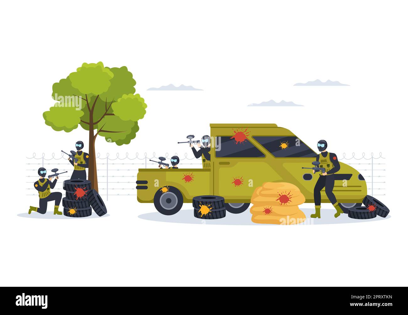 People Playing Paintball of Fighter Player Shooting with Gun Shoot, Aim ...