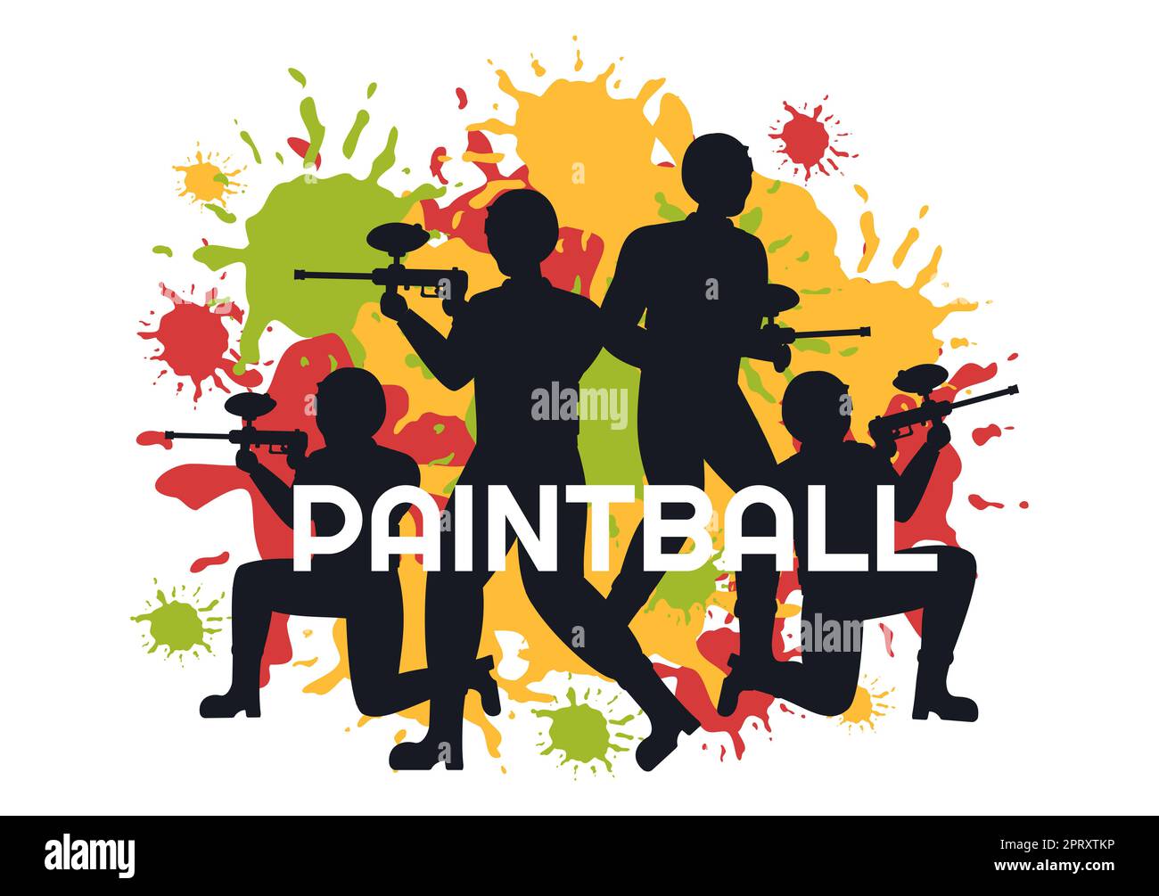 People Playing Paintball of Fighter Player Shooting with Gun Shoot, Aim ...