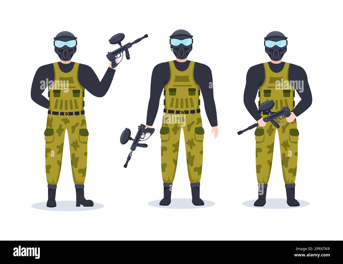 People Playing Paintball of Fighter Player Shooting with Gun Shoot, Aim ...