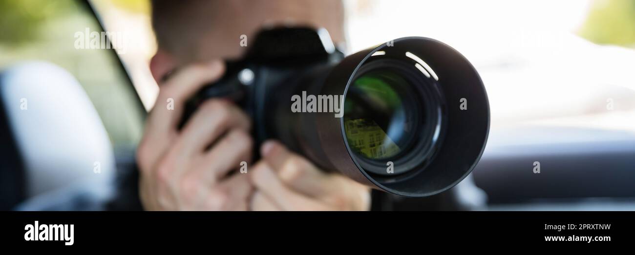 Private Detective Investigator. Undercover Spy with Camera Stock Photo ...