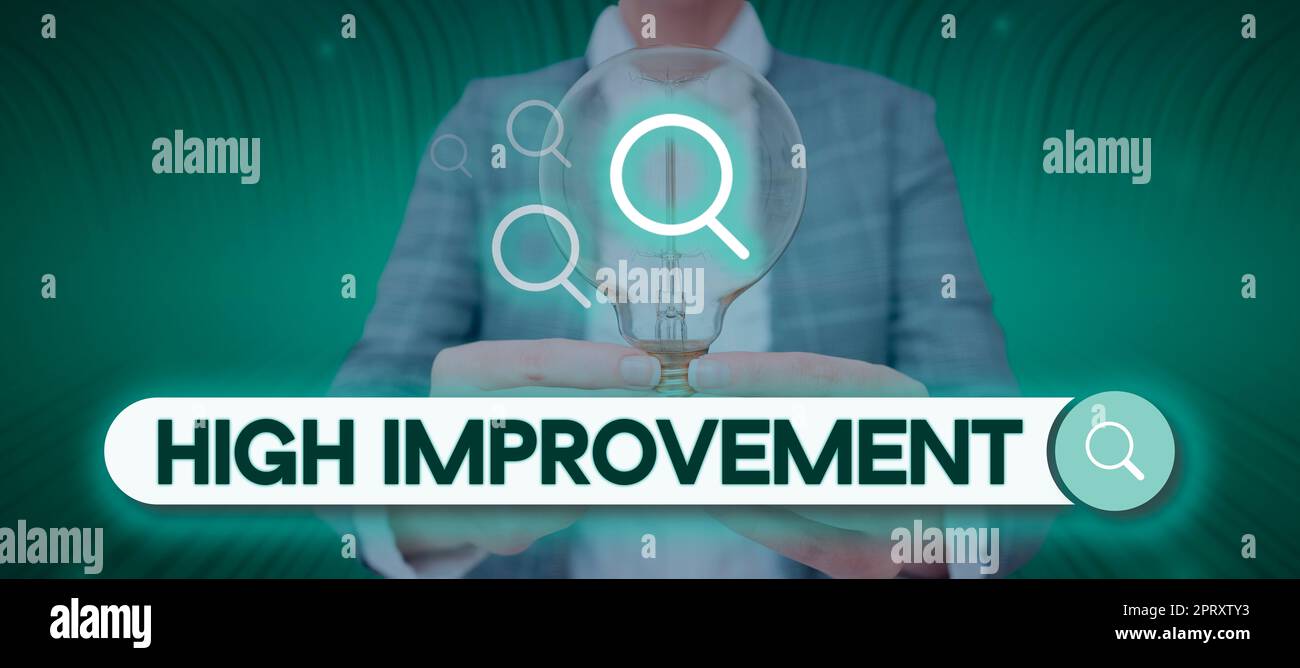 Text caption presenting High Improvement, Word for addition or change ...