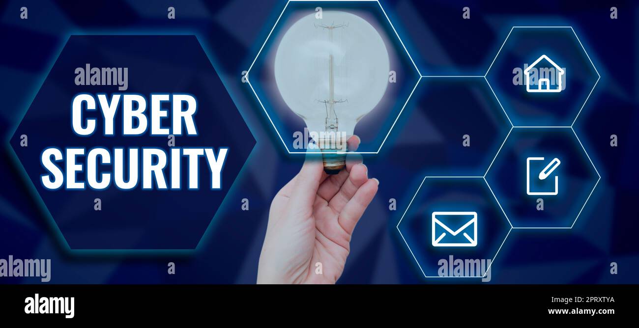 Sign displaying Cyber Security, Business idea Protect a computer system ...