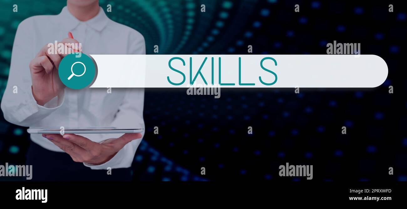 Conceptual caption Skills, Word Written on ability to carry task with driven result within given ...