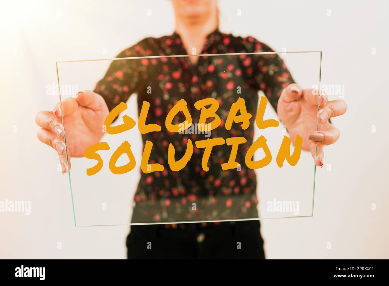 Text caption presenting Global Solution, Business approach prototypes ...
