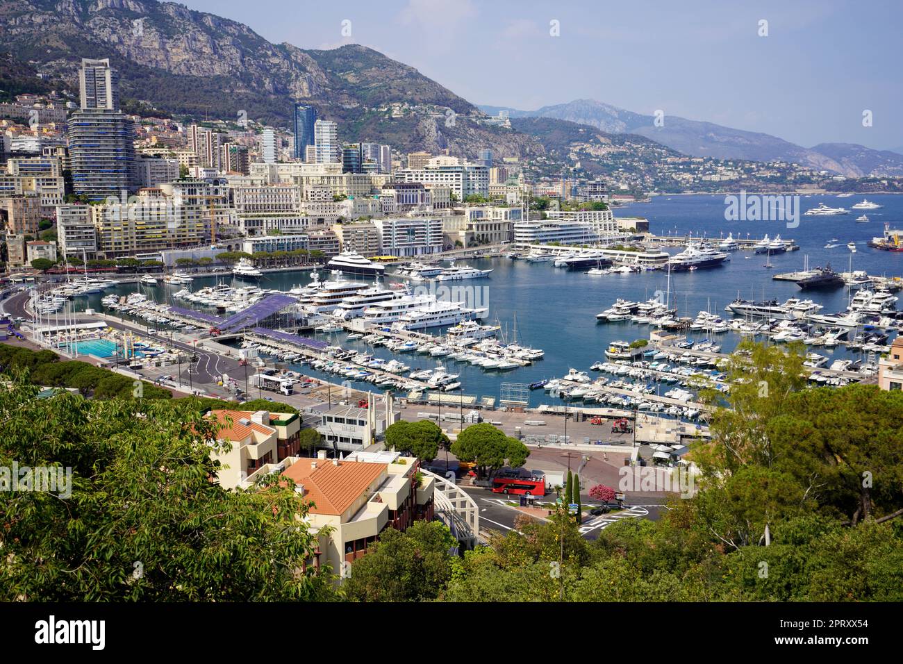 Monaco panoramic view with Monte Carlo harbour and yachts Stock Photo ...