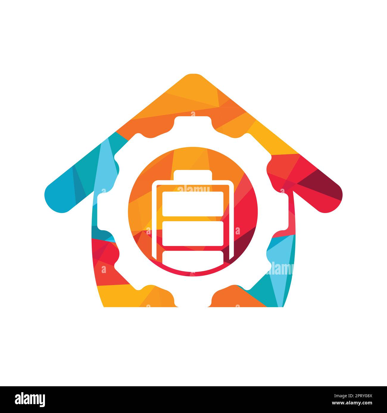 Industrial energy and power logo design concept. Battery and gear icon ...