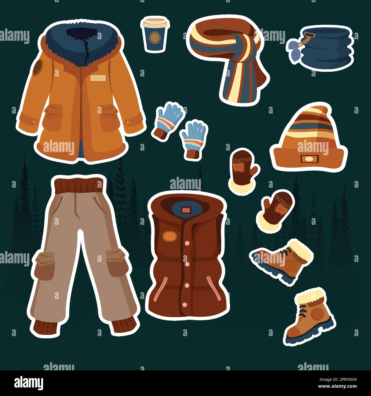 Set of brown winter clothes vector Stock Vector Image & Art - Alamy