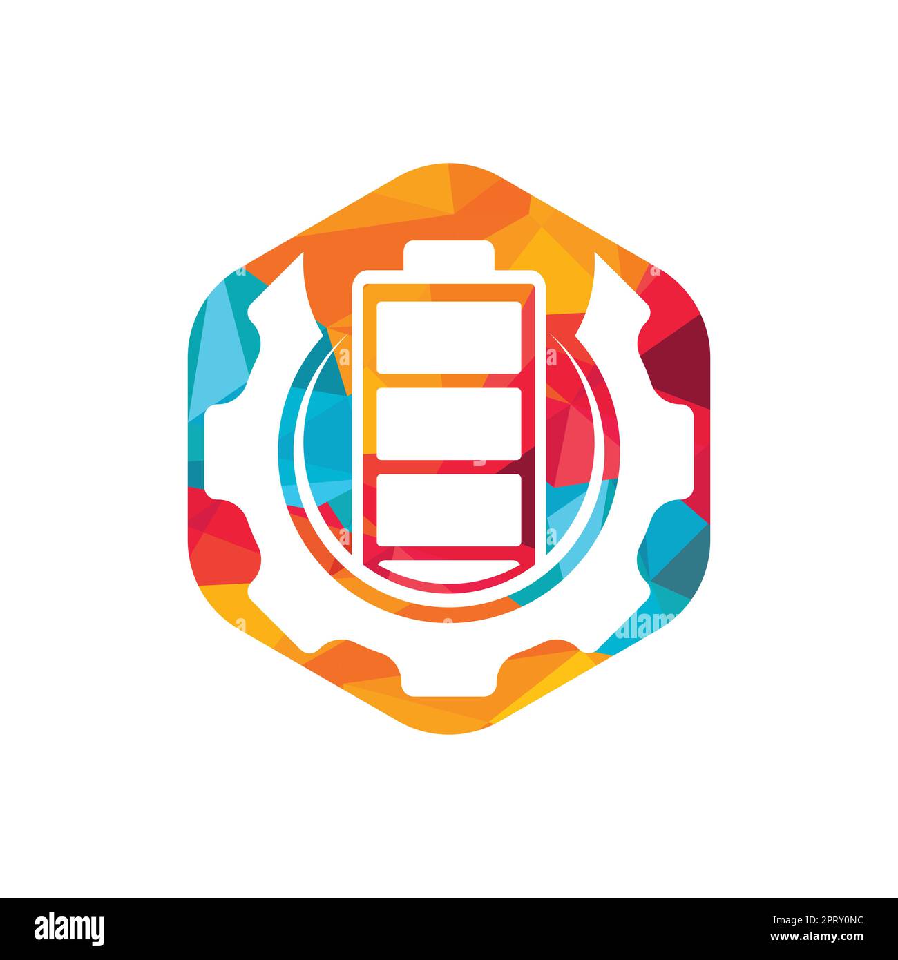 Industrial energy and power logo design concept. Battery and gear icon ...