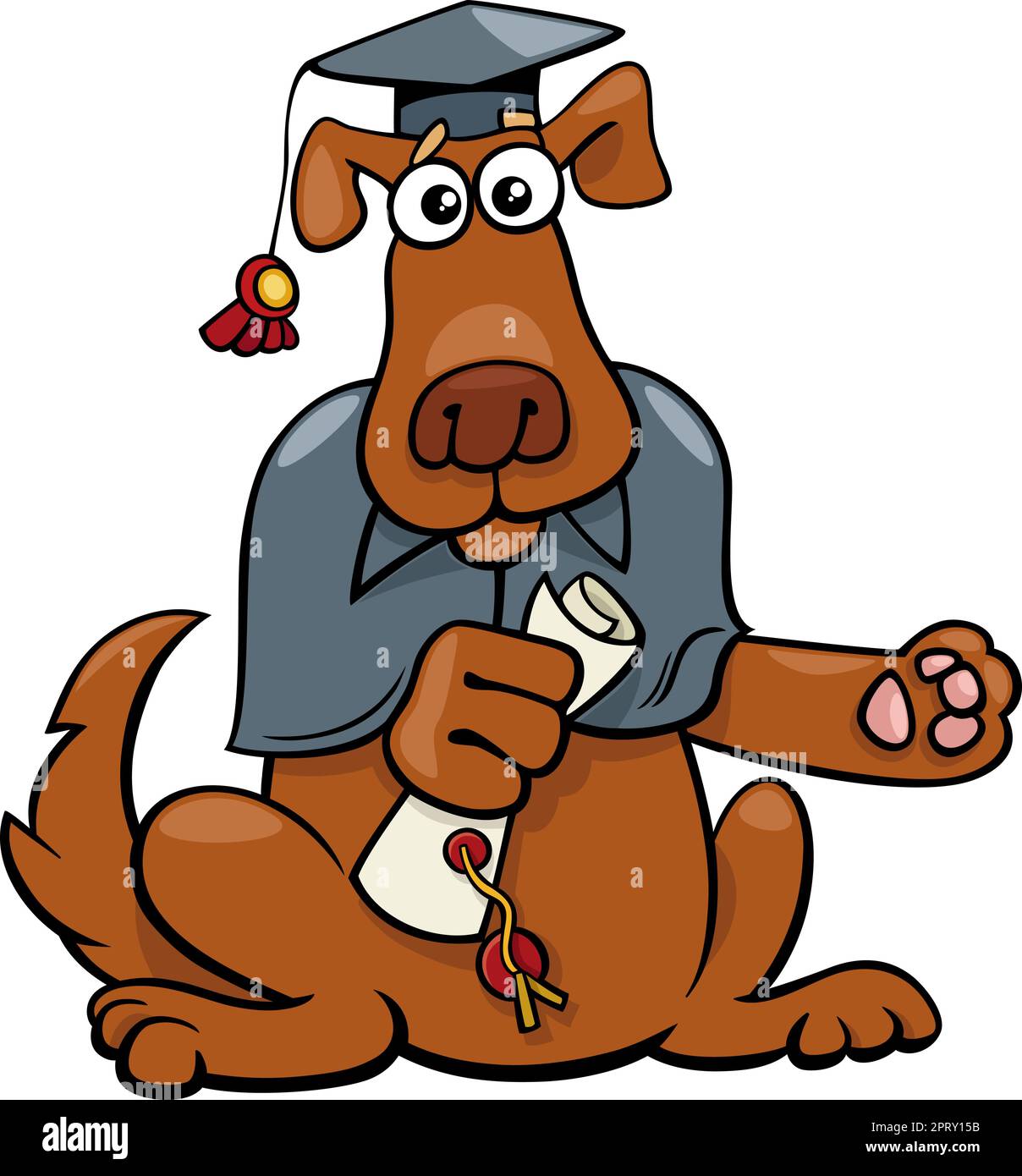 cartoon funny graduate dog animal character in toga Stock Vector Image ...