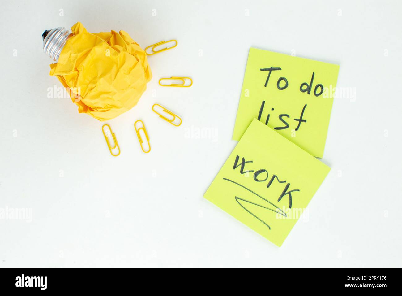top view to do list and work written on green sticky notes idealight ...