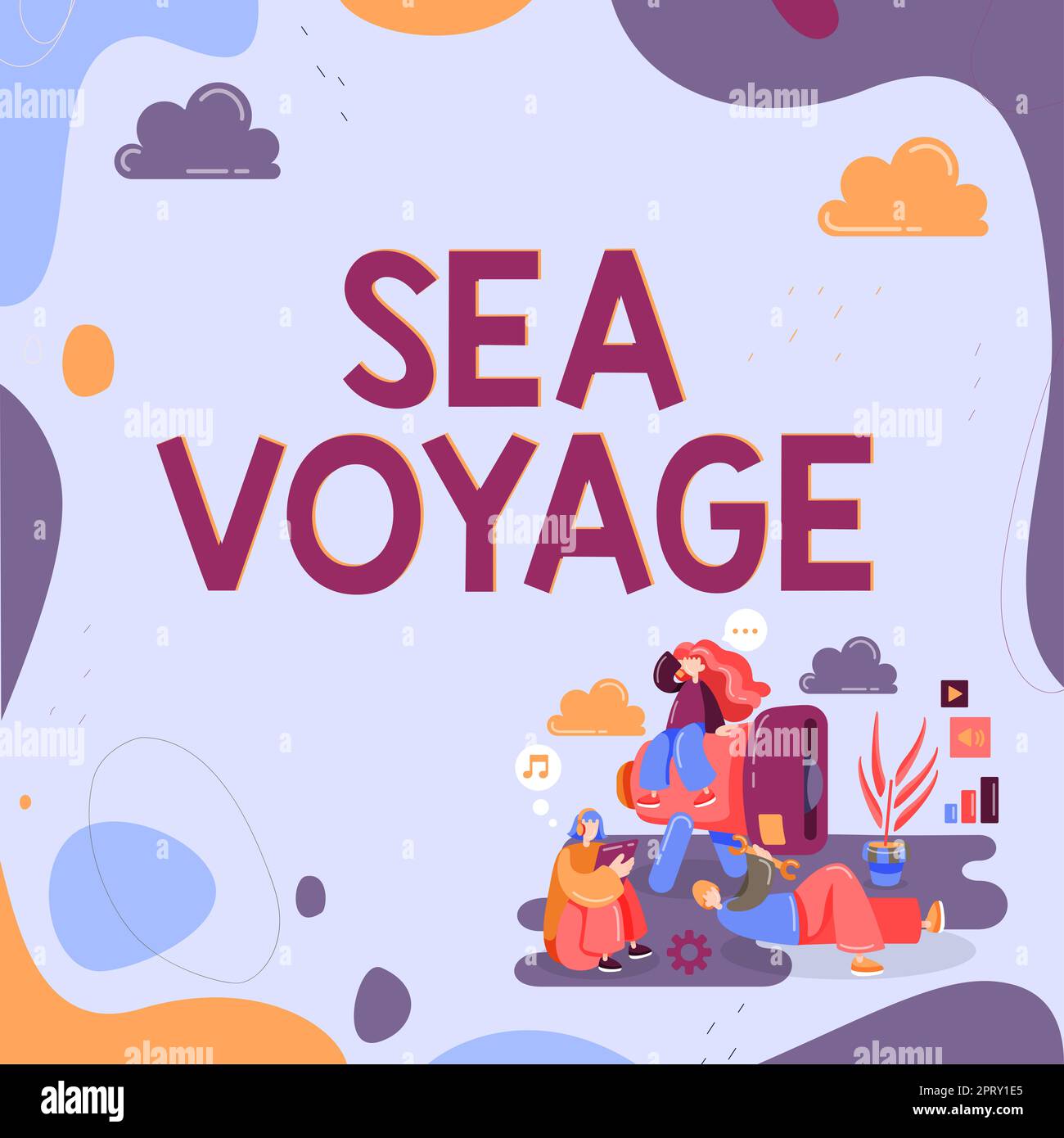 Conceptual caption Sea Voyage, Internet Concept riding on boat through ...
