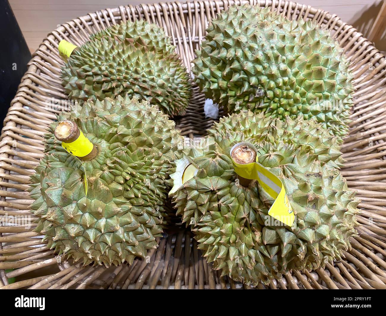 The stacks of Durian waiting for sale. It is the king of fruits Stock ...