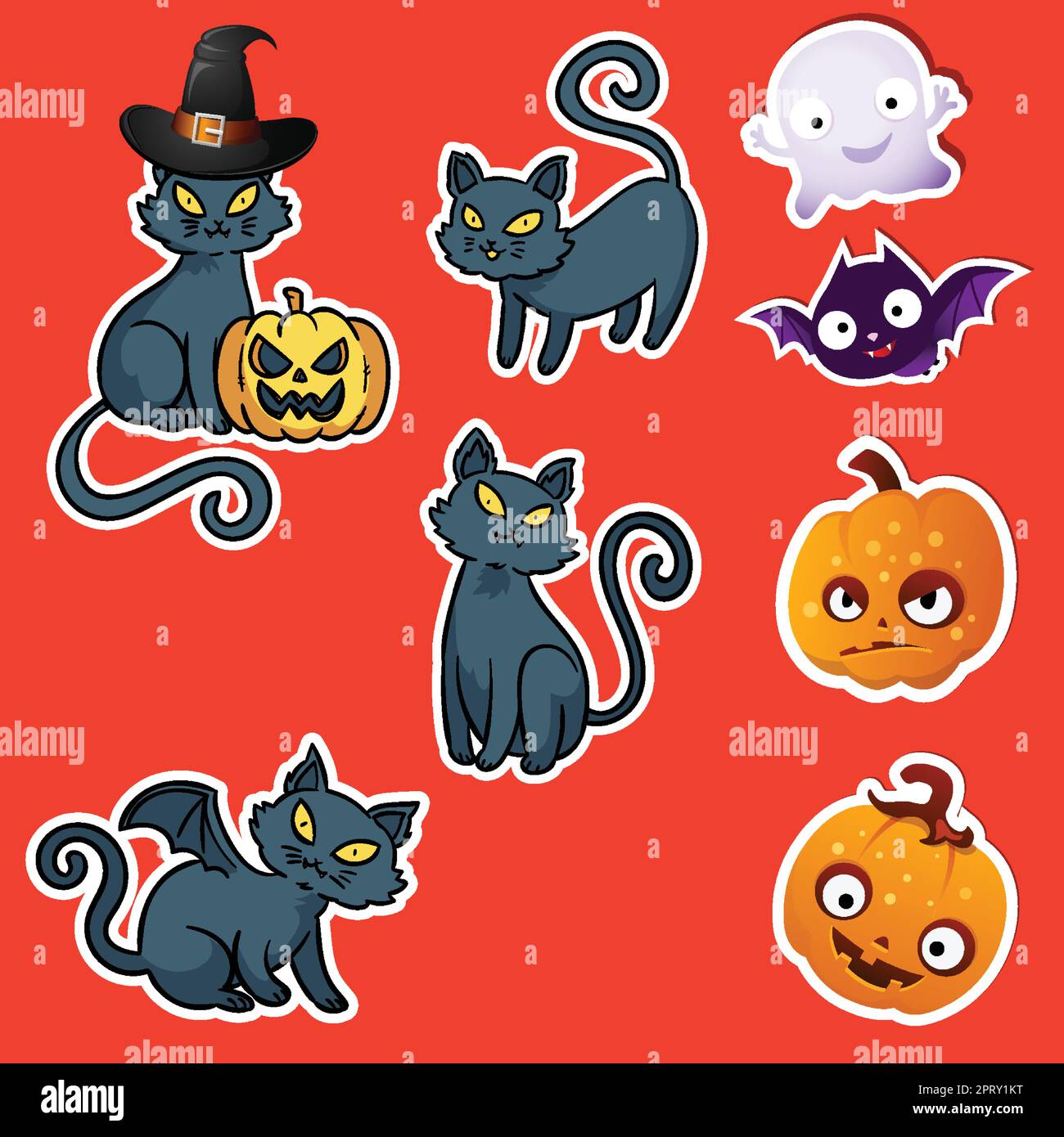 Halloween Stickers set Cats Costume Party Stock Vector Image & Art - Alamy