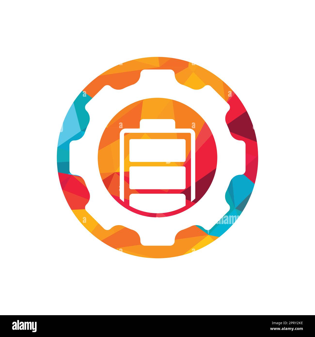 Industrial energy and power logo design concept. Battery and gear icon ...