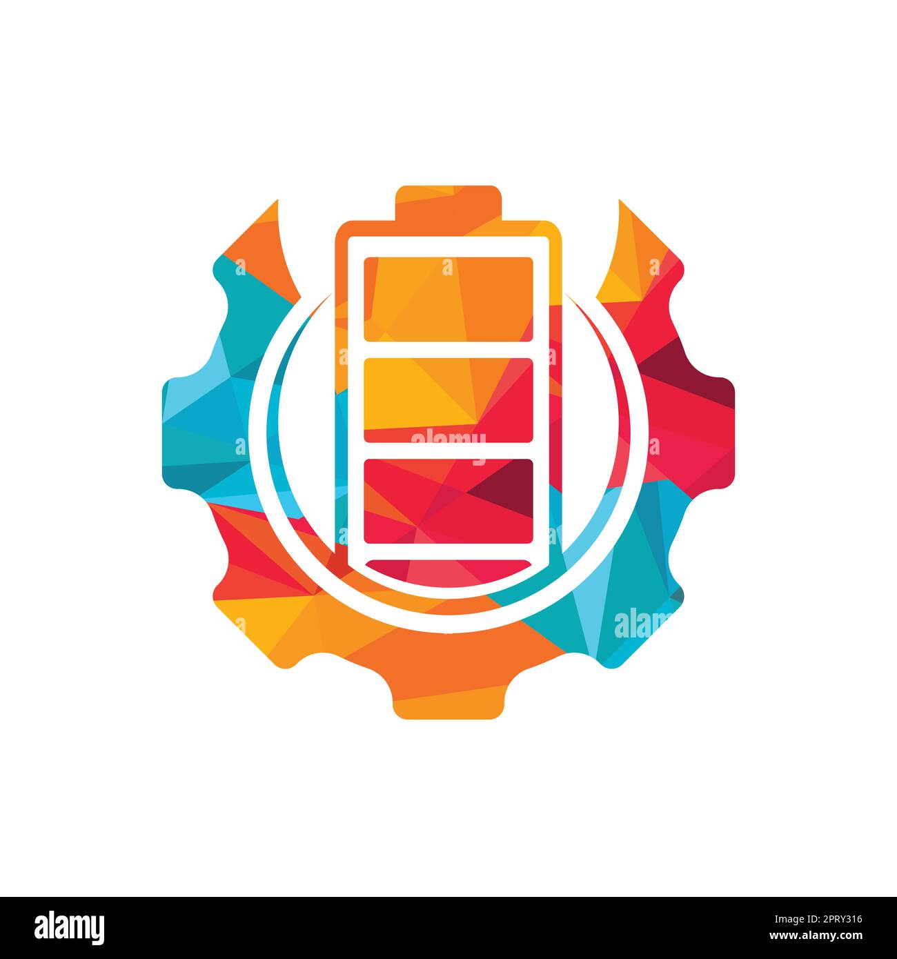 Industrial energy and power logo design concept. Battery and gear icon ...