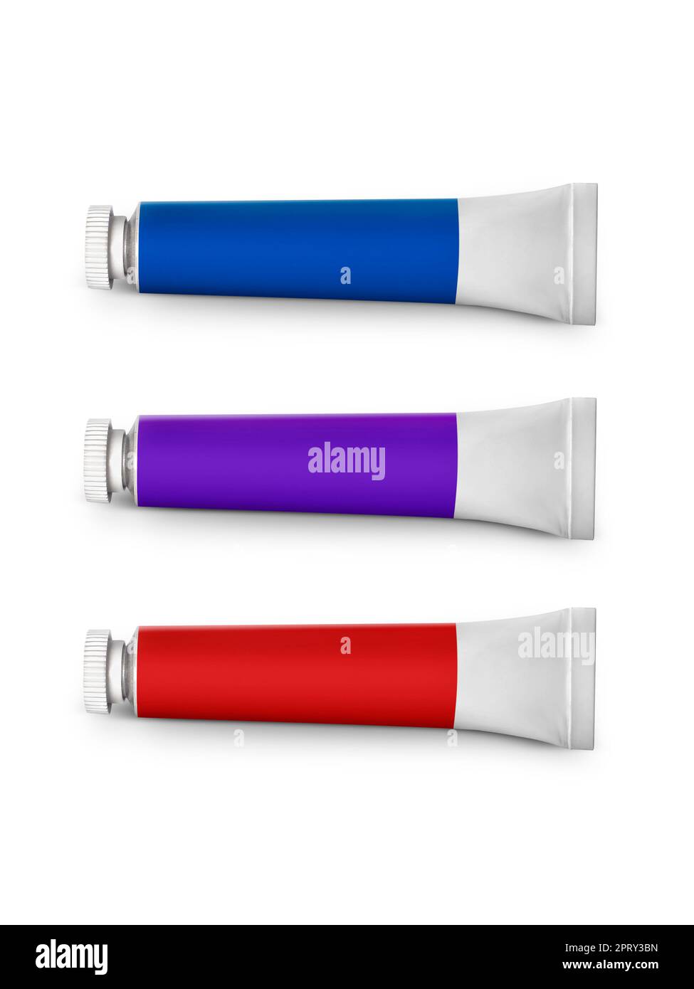 set of colored tubes with a paint on a white background Stock Photo - Alamy