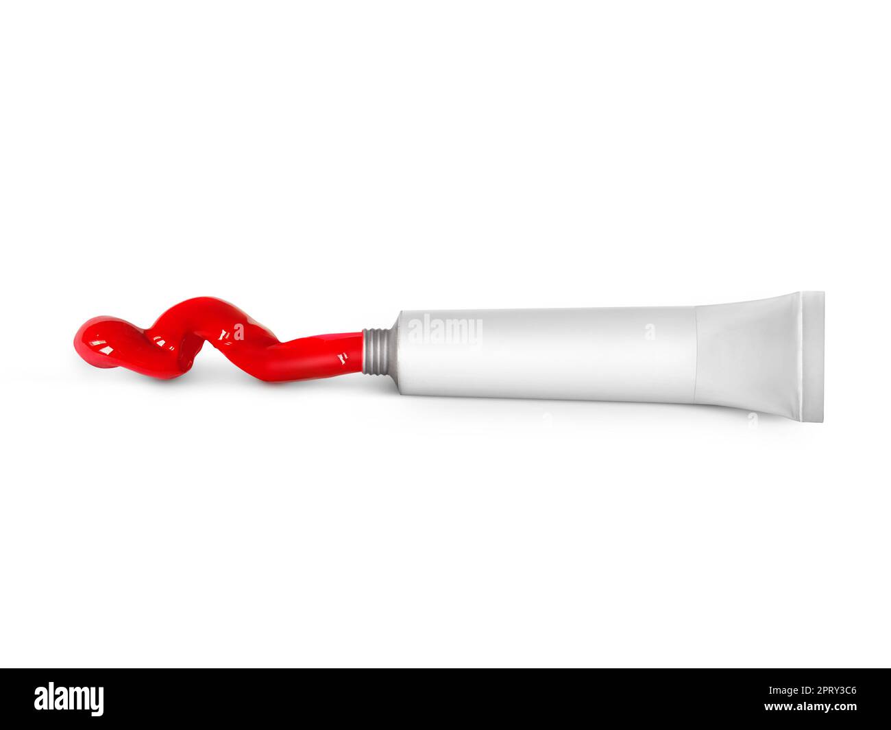 Red paint tin tube squeezed on white background isolated Stock Photo ...