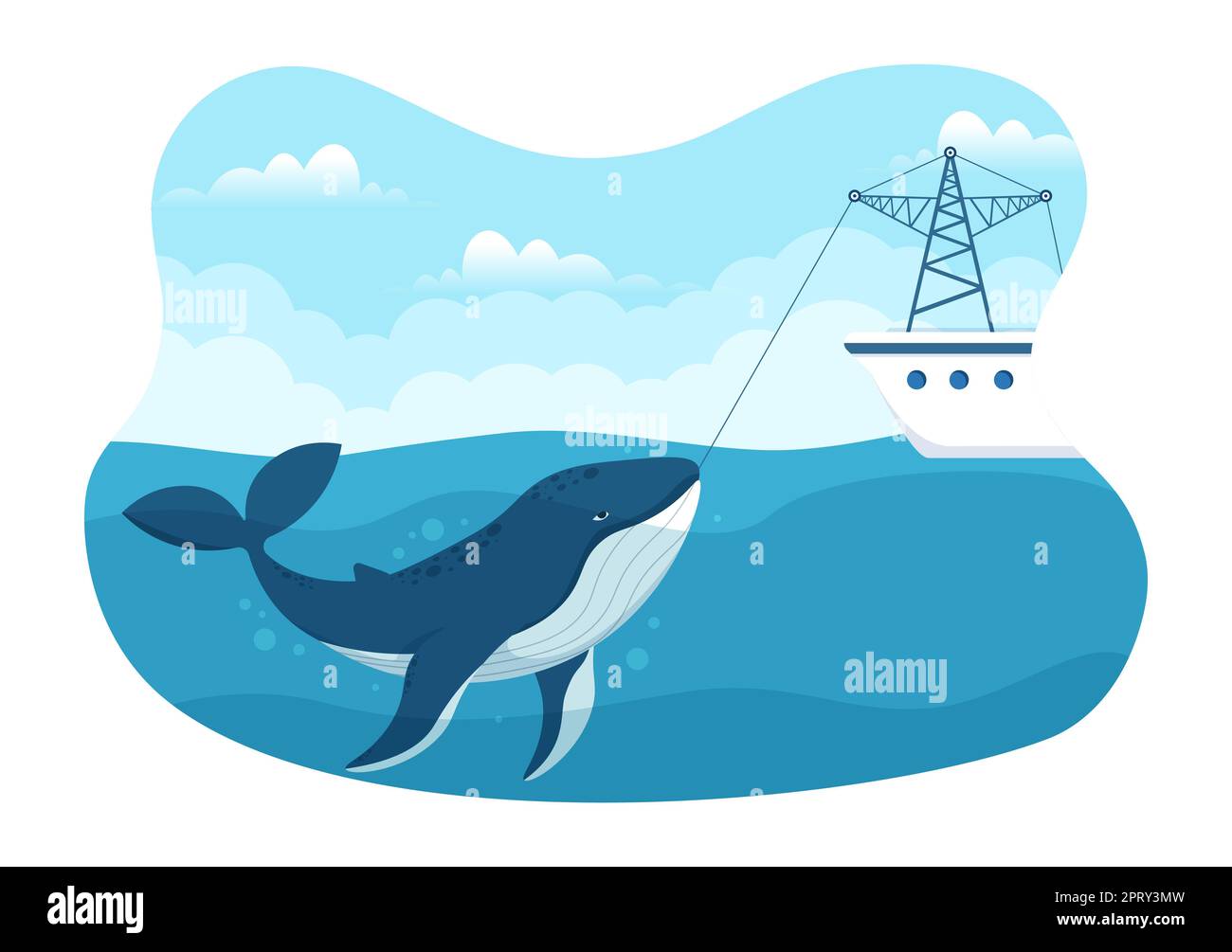 Whale Hunting with Whales Caught by Fisherman in the Middle of the Deep ...