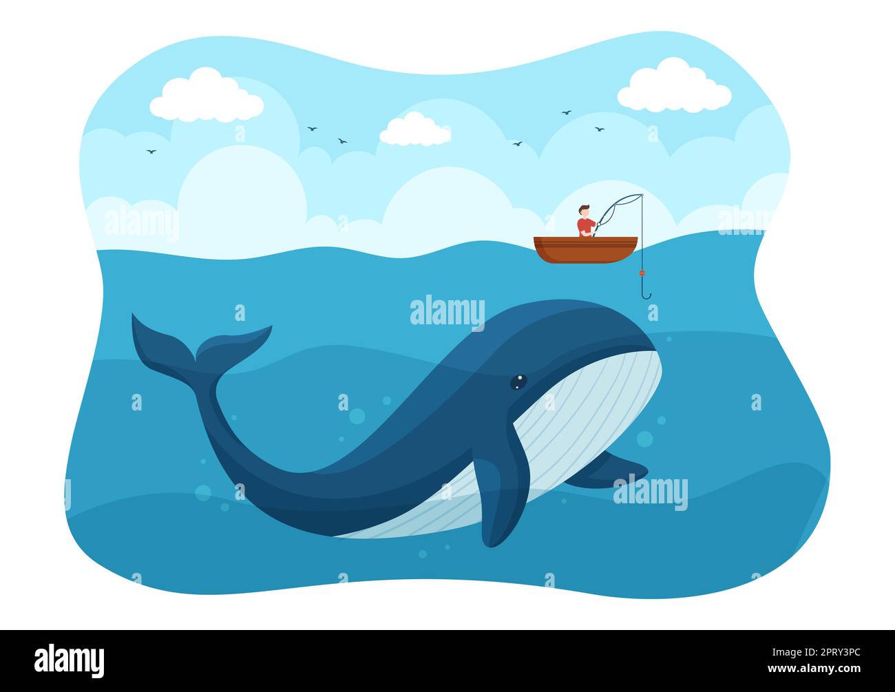 Whale Hunting with Whales Caught by Fisherman in the Middle of the Deep ...