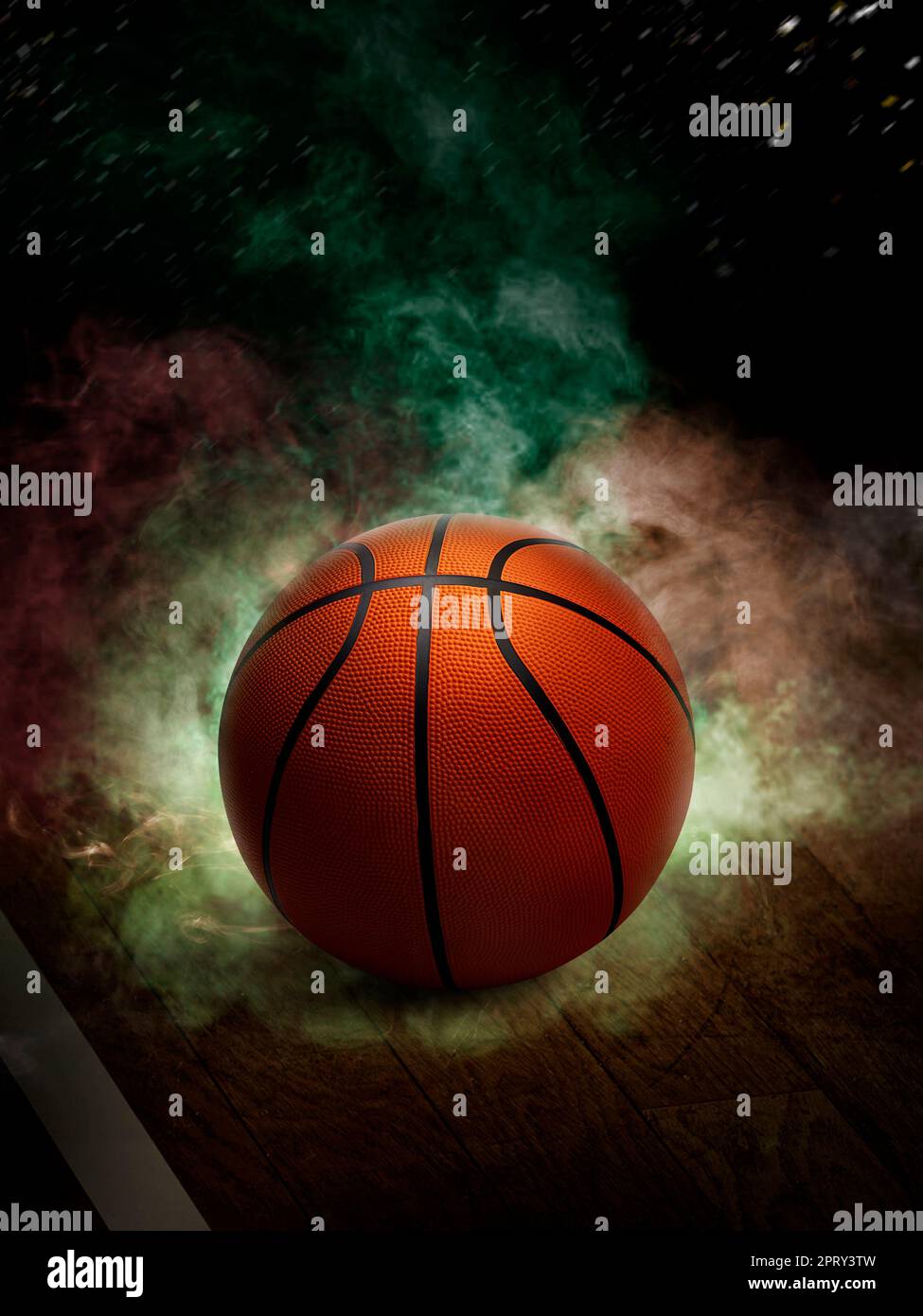 basketball on the color smoke background Stock Photo - Alamy