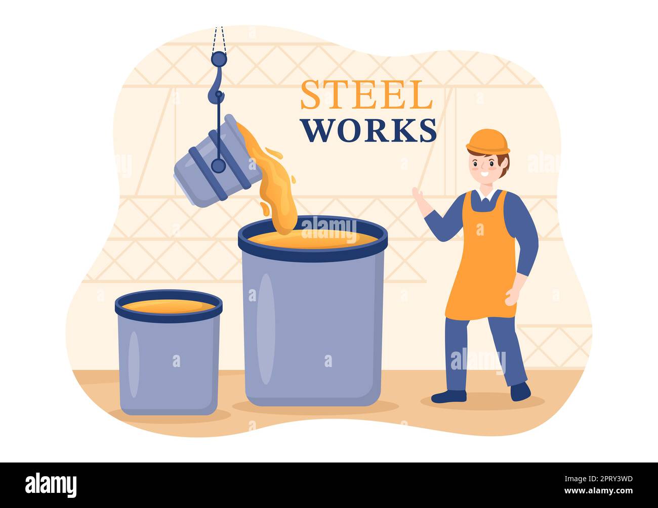 Steelworks with Resource Mining, Smelting of Metal in Big Foundry and ...