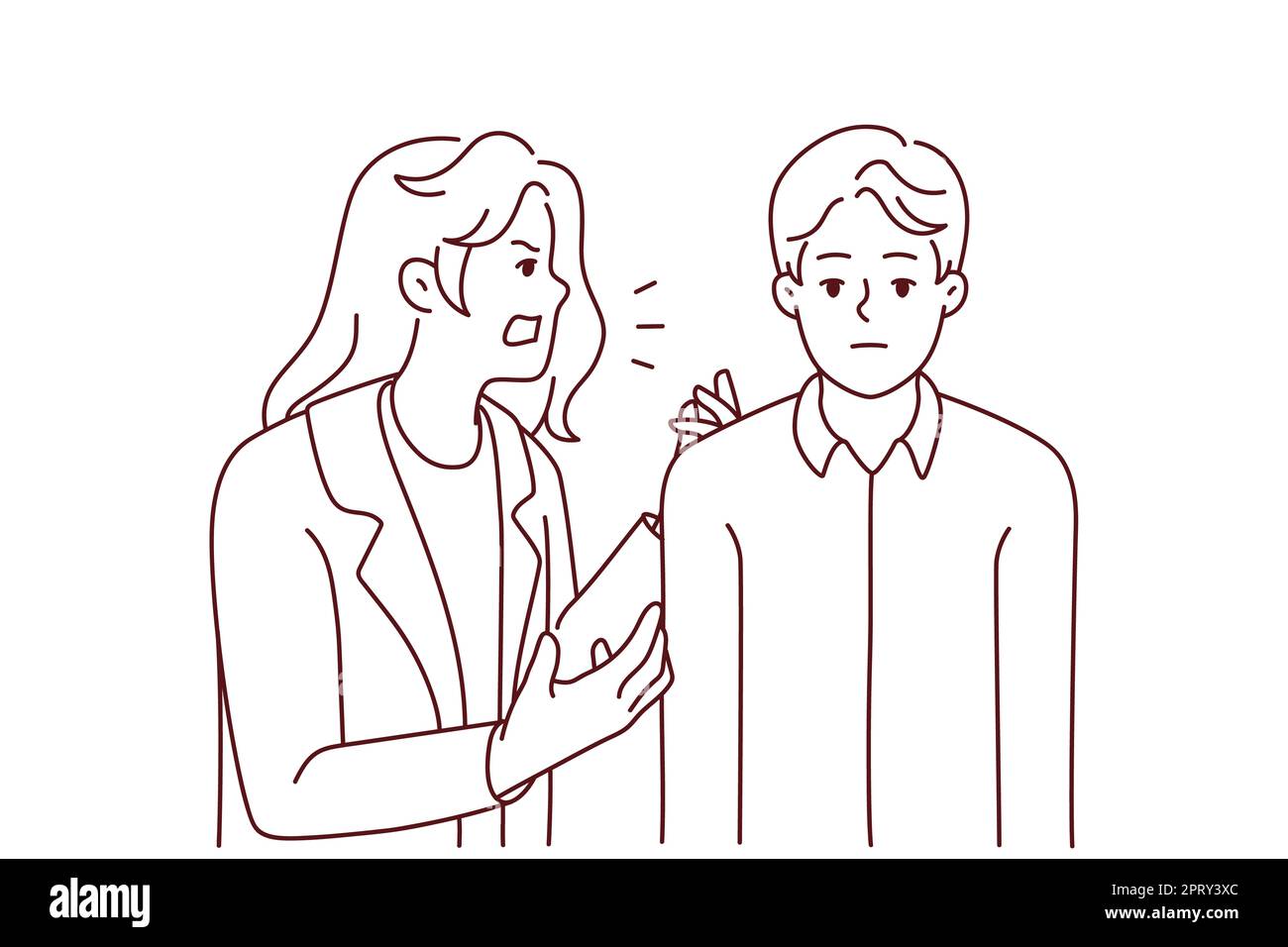 Aggressive annoying woman yelling at tired bored husband. Furious mad ...