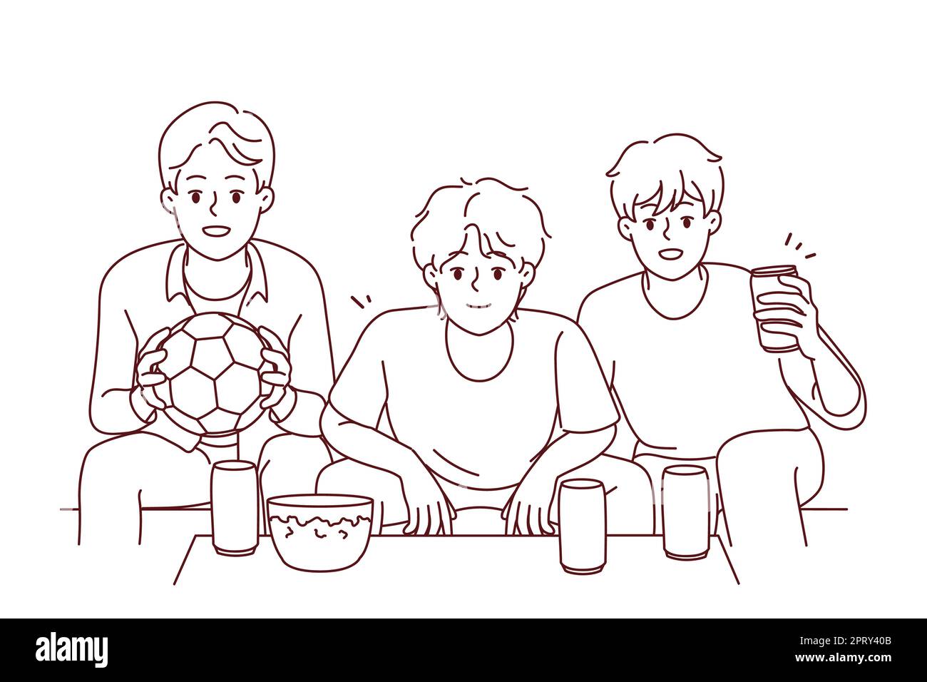 Happy guys watch football at home together . Vector Happy guys have fun ...