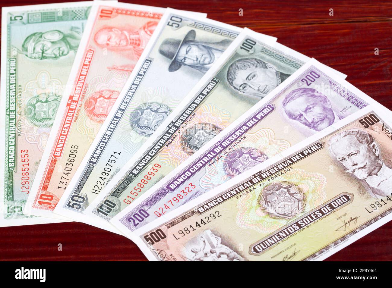 Old Peruvian money - Soles a business background Stock Photo - Alamy