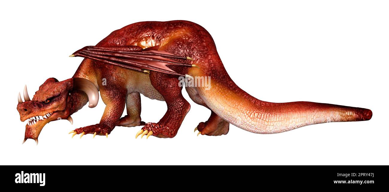 3D rendering of a fantasy dragon isolated on white background Stock ...