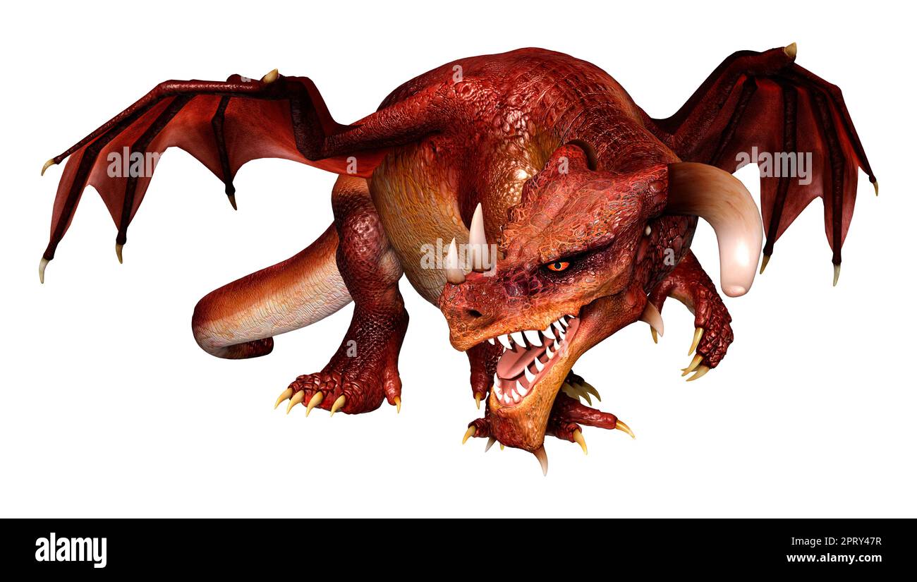 3D rendering of a fantasy dragon isolated on white background Stock ...