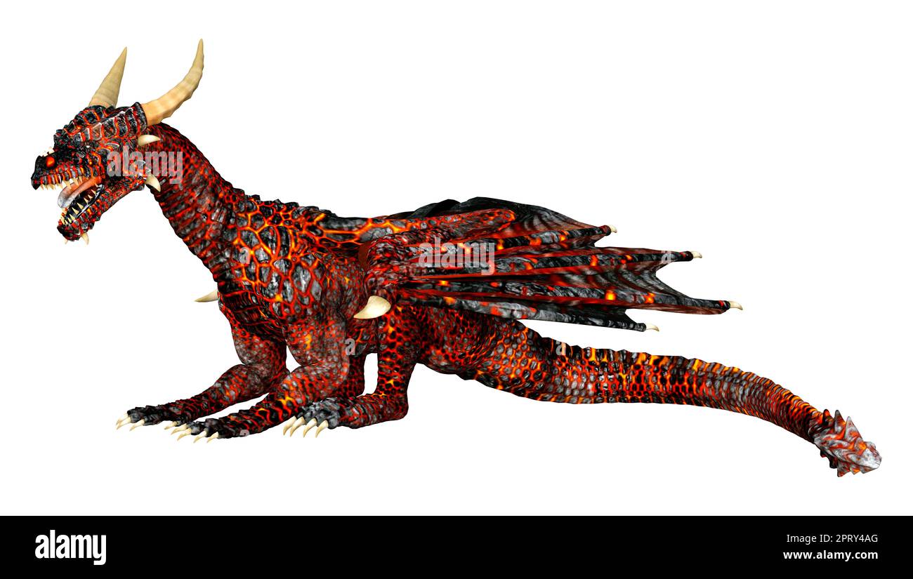 3D rendering of a fantasy dragon isolated on white background Stock ...