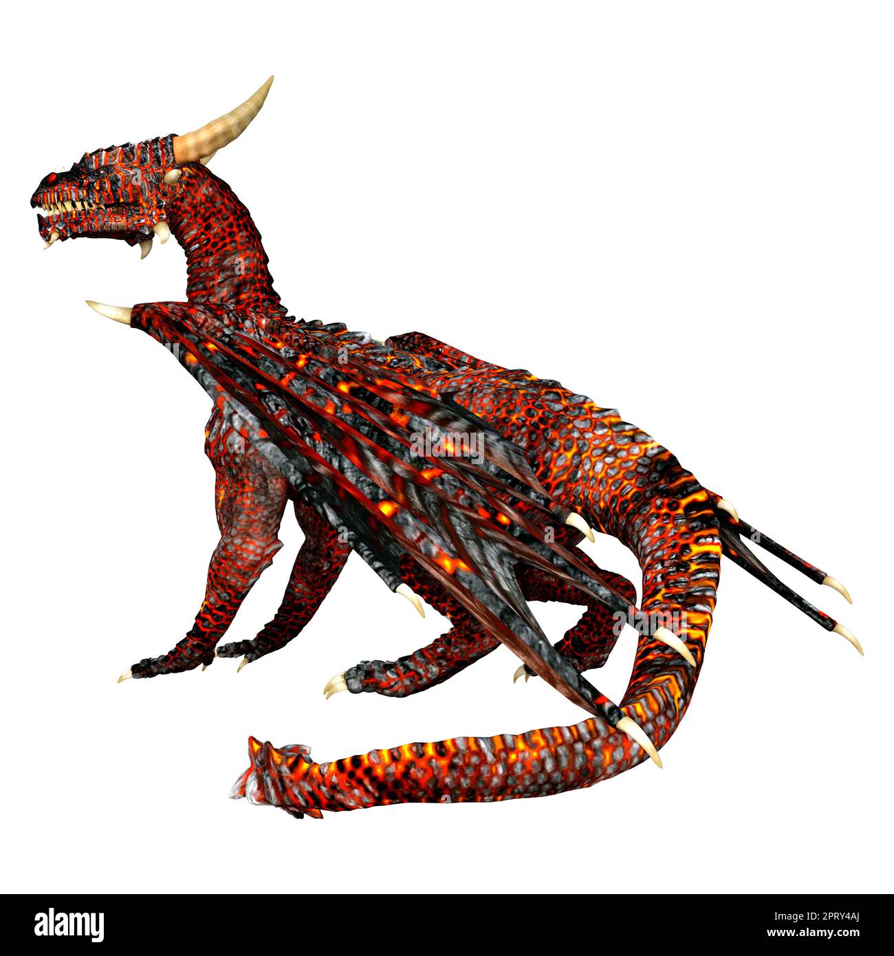 3D rendering of a fantasy dragon isolated on white background Stock ...