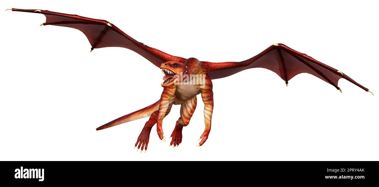 3D rendering of a fantasy dragon isolated on white background Stock ...