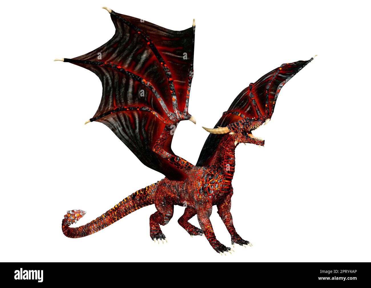 3D rendering of a fantasy dragon isolated on white background Stock ...