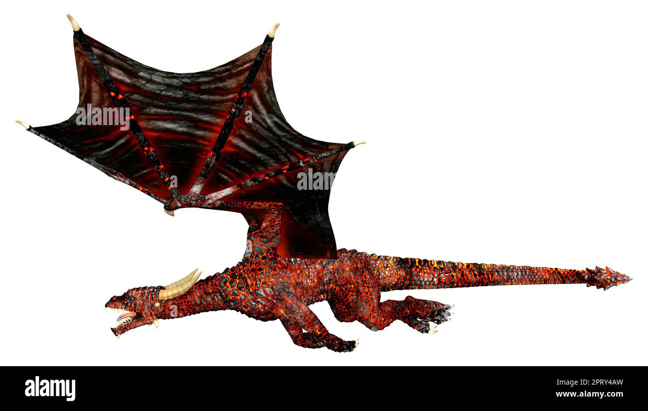 3D rendering of a fantasy dragon isolated on white background Stock ...