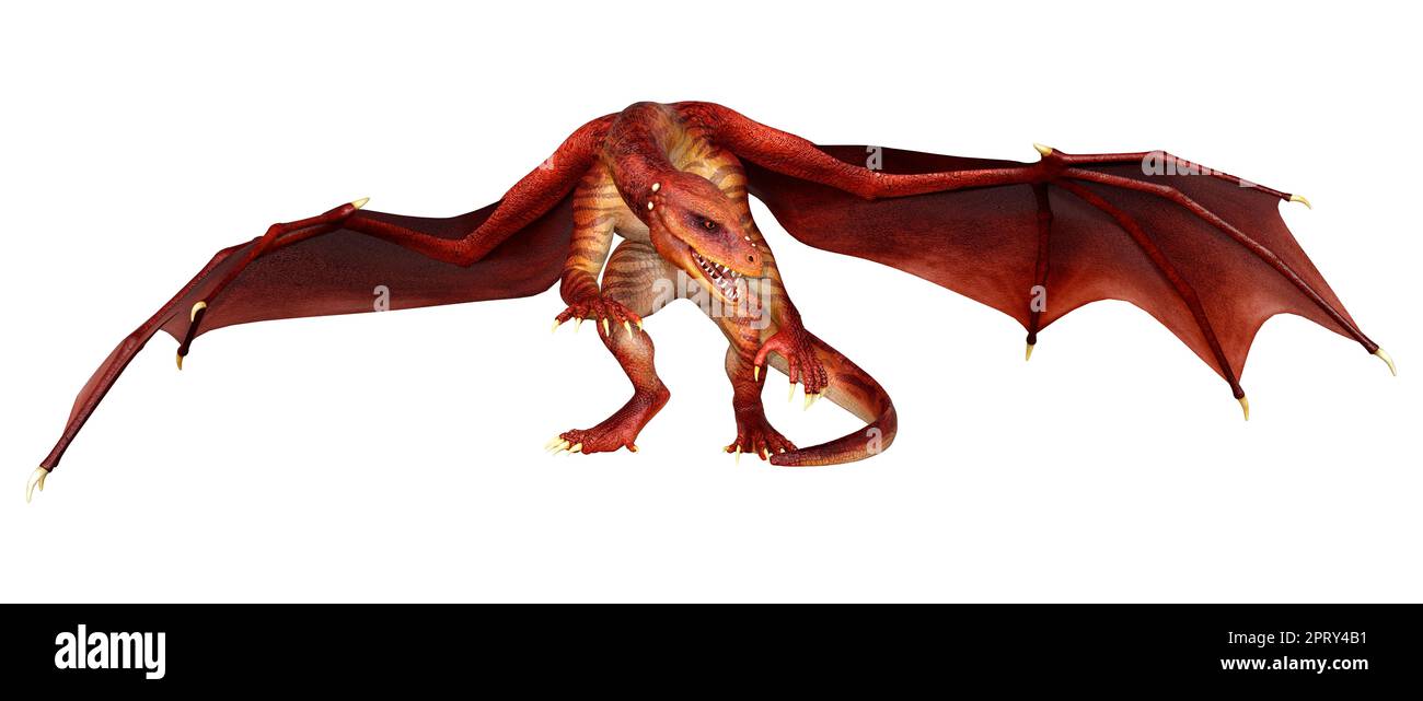 3D rendering of a fantasy dragon isolated on white background Stock ...