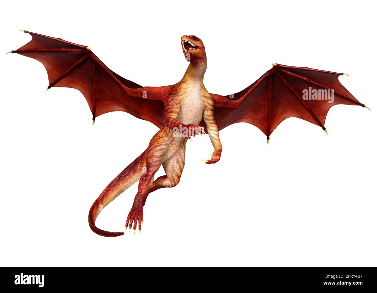 3D rendering of a fantasy dragon isolated on white background Stock ...