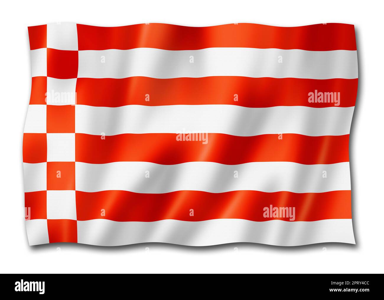 Bremen state flag, Germany waving banner collection. 3D illustration ...