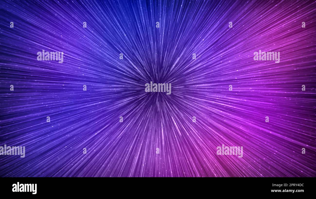 Hyperspace speed effect in night starry sky. Bright purple blue galaxy ...
