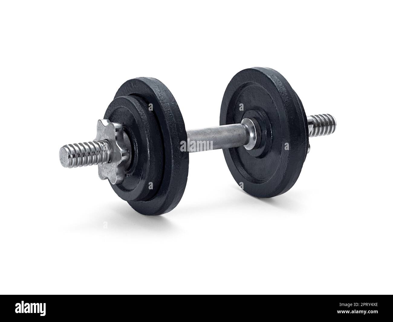 black dumbbell in on a white background Stock Photo - Alamy