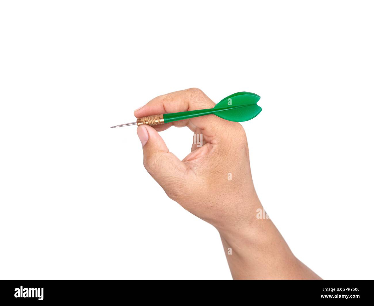 hand holding darts arrow isolated on white background. concept ...